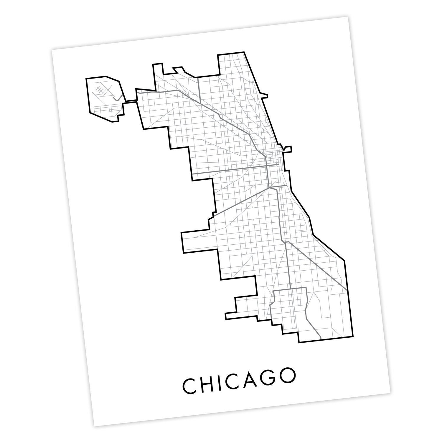 Chicago Street Map High Resolution Digital Download, Print-at-home up ...