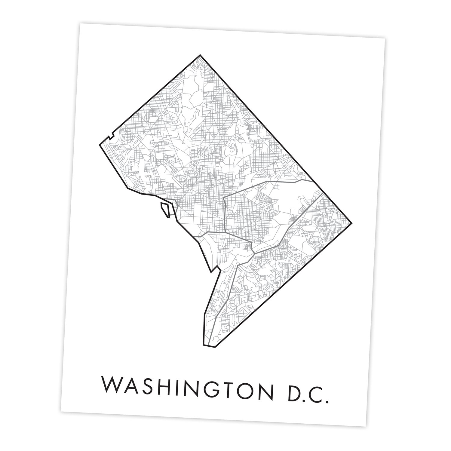 Washington DC Street Map High Res Digital Download, Printable up to 22 ...