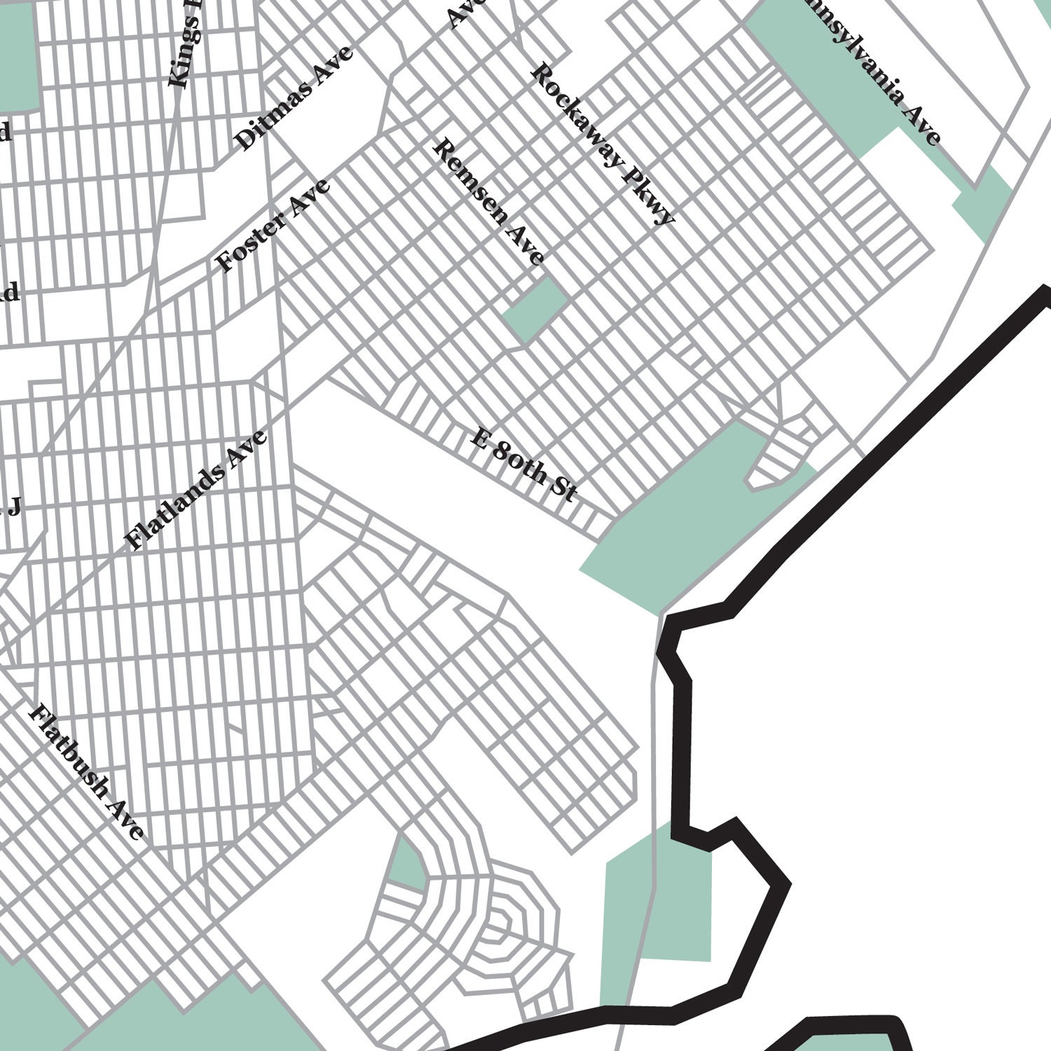 Brooklyn Street Map High Res File Download up to 22" X 28" Optional ...