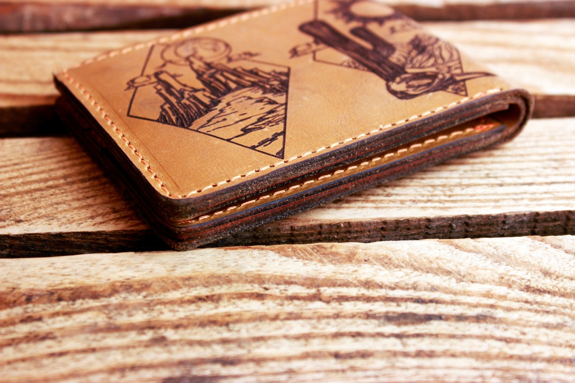 Nature seasons wallet bifold leather wallet original wallet | Etsy