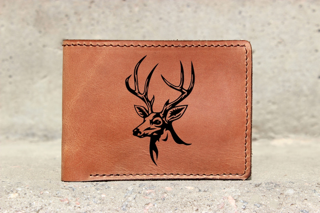 Men’s Rustic Leather Deer Hunting Wallet. Multiple Designs, Colors, and ...