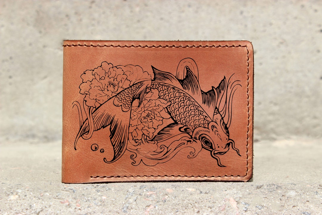 Koi Carp Fish Red Wallet, Koi Lucky Fish Gift Leather Wallet, Koi ...