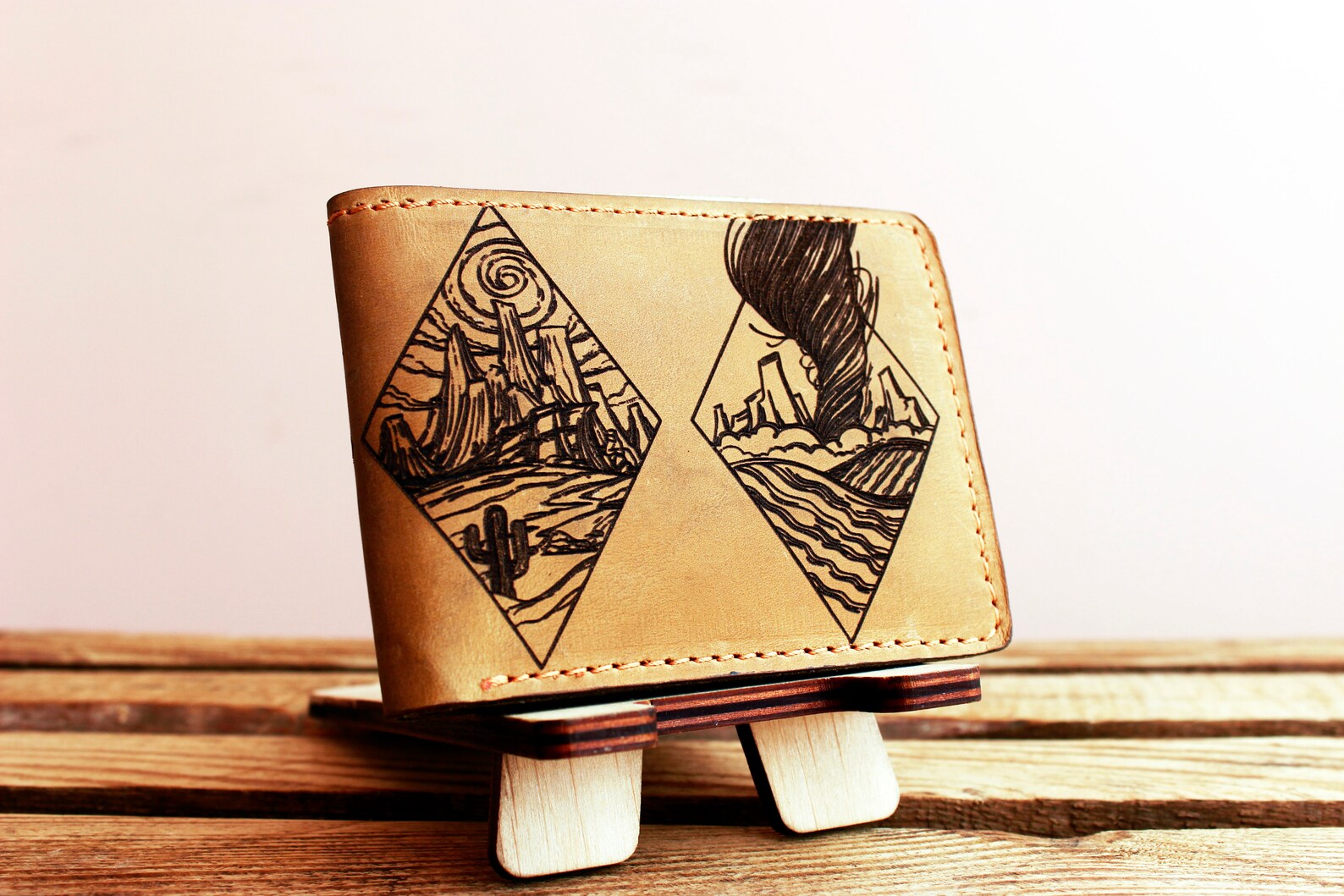 Nature Seasons Wallet Bifold Leather Wallet Original Wallet - Etsy