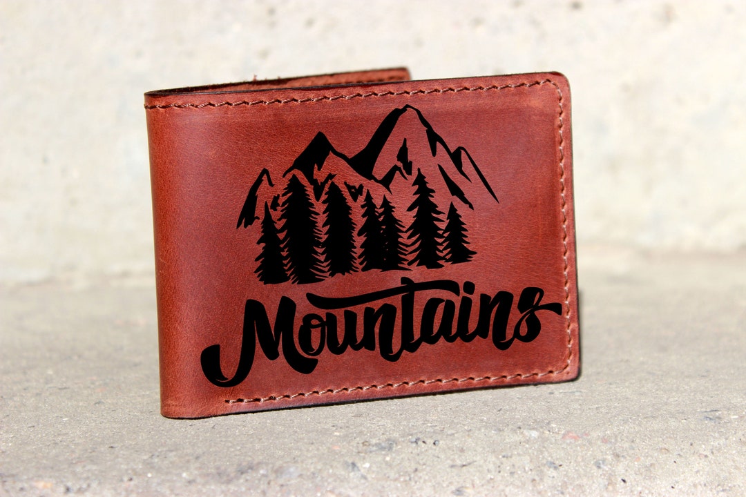 Nature Wallet Mens Leather Wallet Mountains Wallet Bifold Wallet ...
