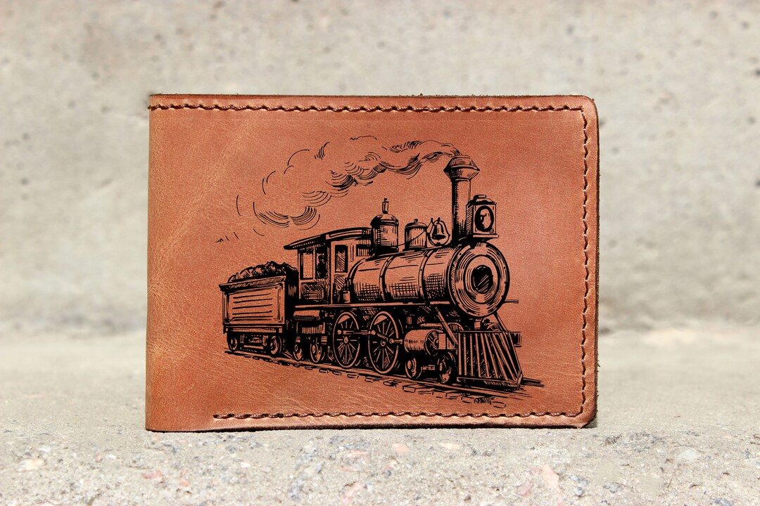 Locomotive Train Wallet Personalized Leather Mens Wallet Mens Leather ...