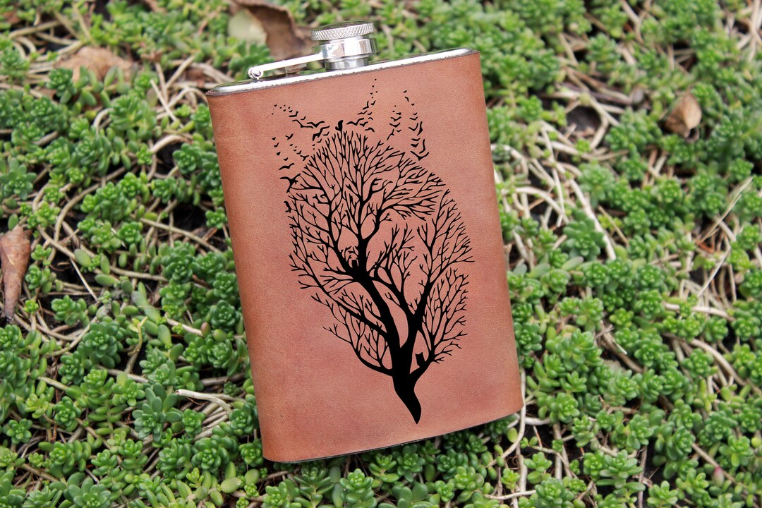 Personalized Fox Leather Flask Custom Engraved Groomsmen Gift Wedding ...