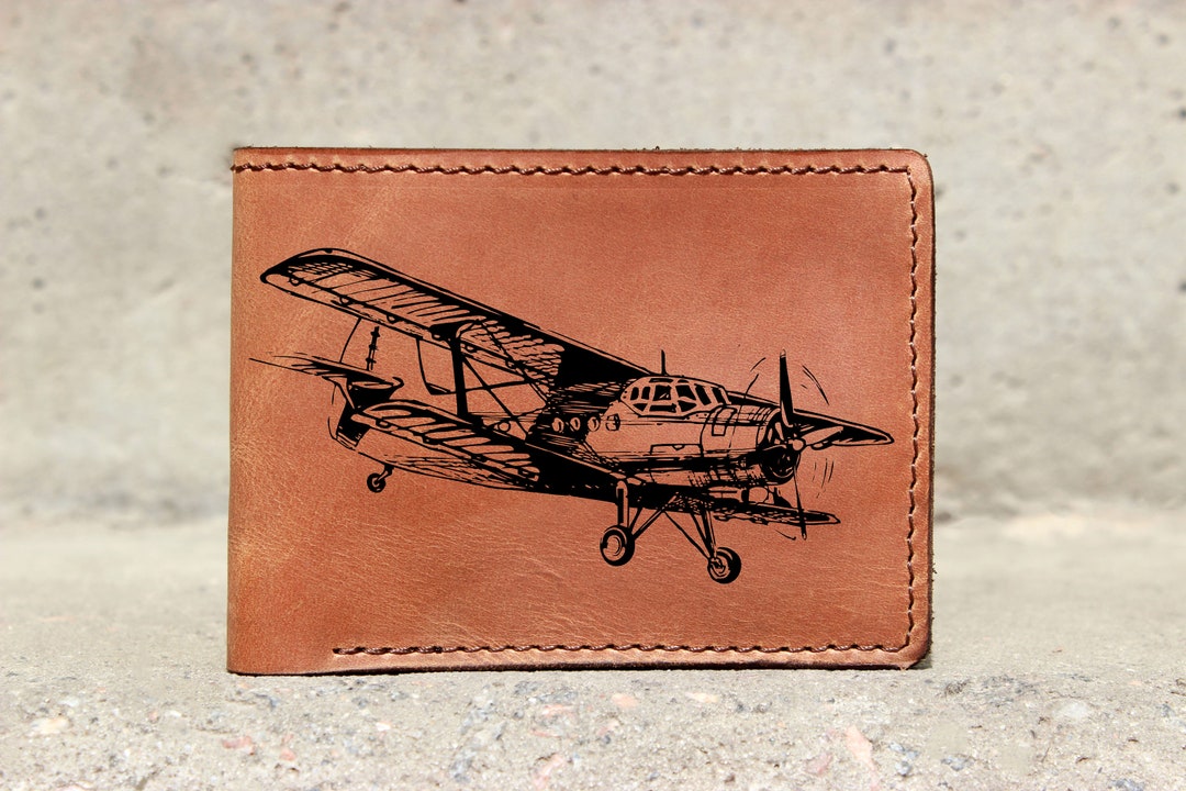 Leather Wallet With Airplane, Airplane Wallet, Plane Pilot Wallet ...