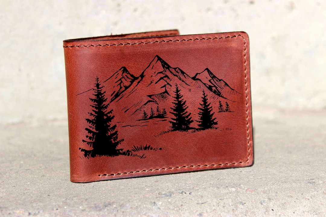 Nature Wallet Mens Leather Wallet Mountains Wallet Bifold Wallet ...