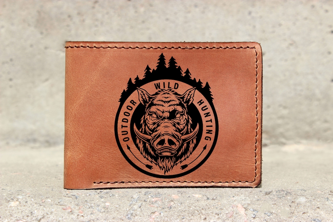Boar Wallet,wild Pig Engraved,handmade Gift,personalized Wallet,,gift ...