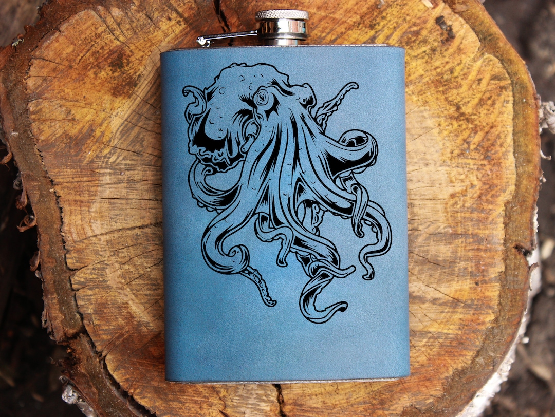 Octopus Flask, Tentacle Flask, Custom Kraken/octopus Design Leather ...