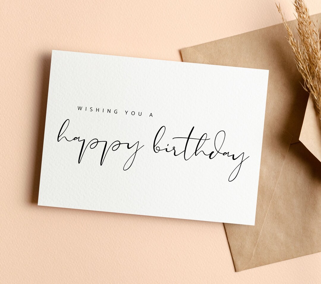 Happy Birthday Card Simple Birthday Card Boho Birthday Card Eco ...