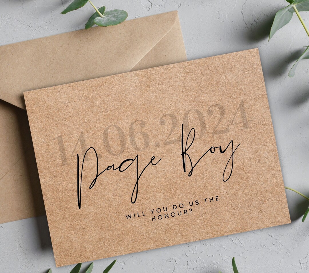 Page Boy Will You Be My Page Boy Card Grooms Party Proposal Card Card ...