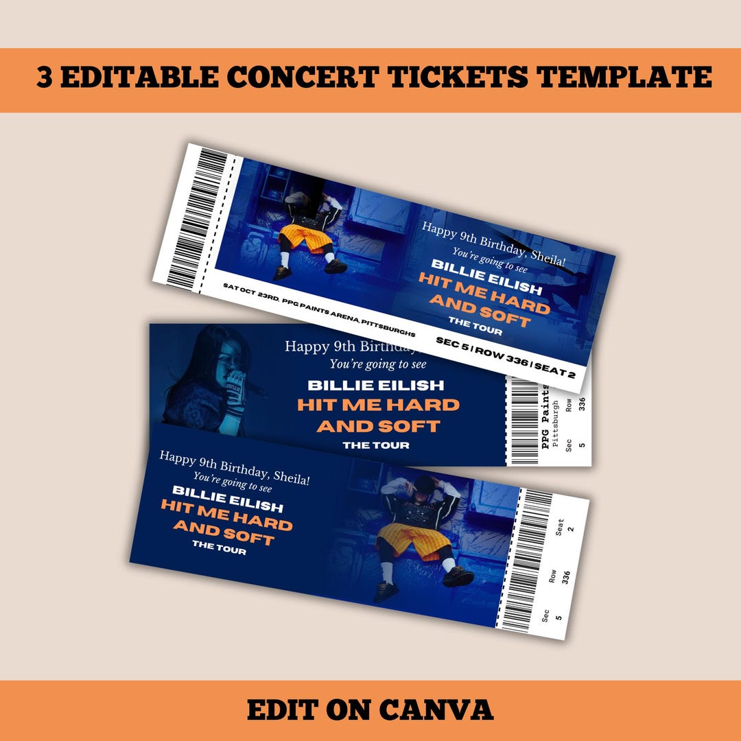 Billie Eilish Hit Me Hard and Soft Tour Printable Personalised ...