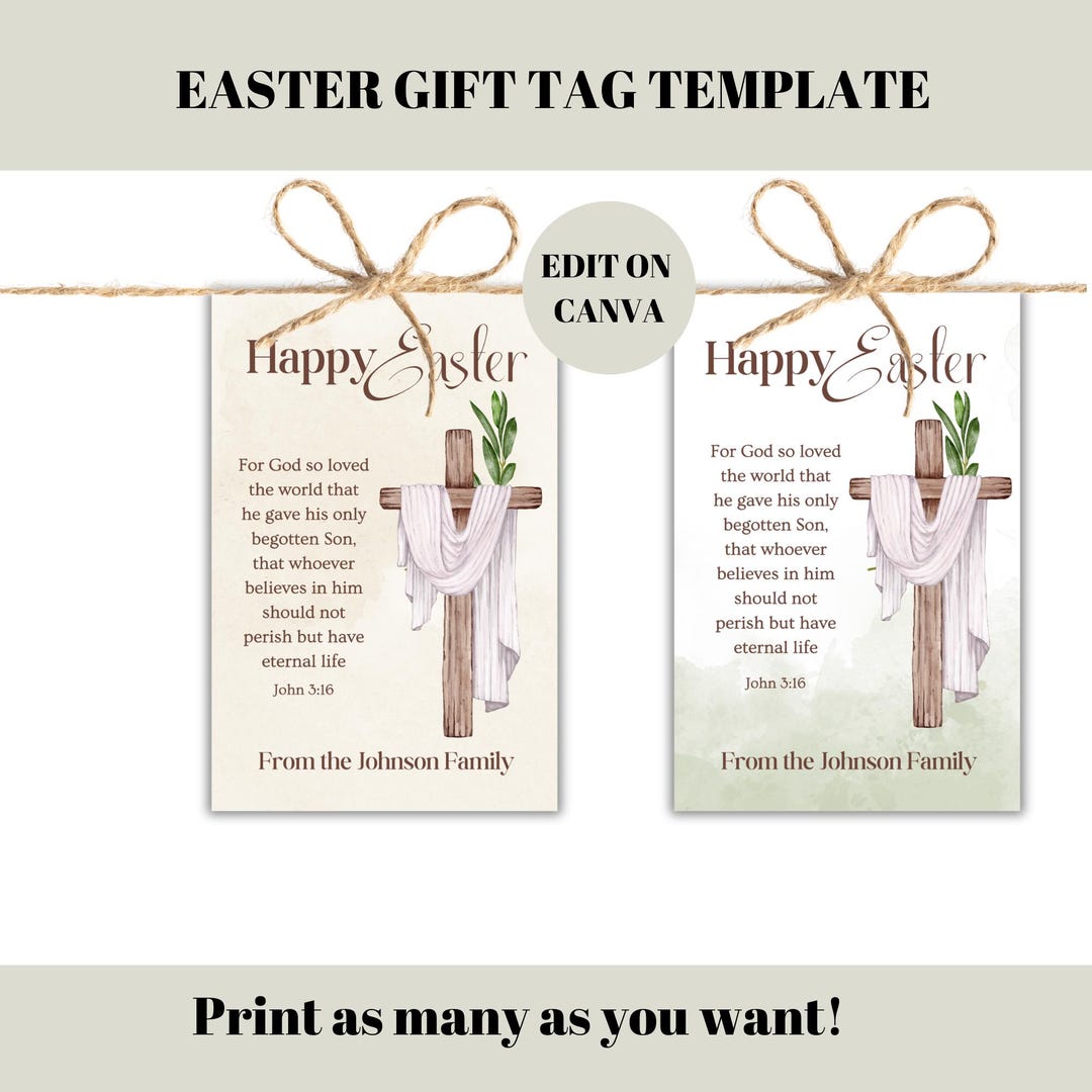 Editable Religious Easter Gift Tags | Christian Easter Basket Tags ...