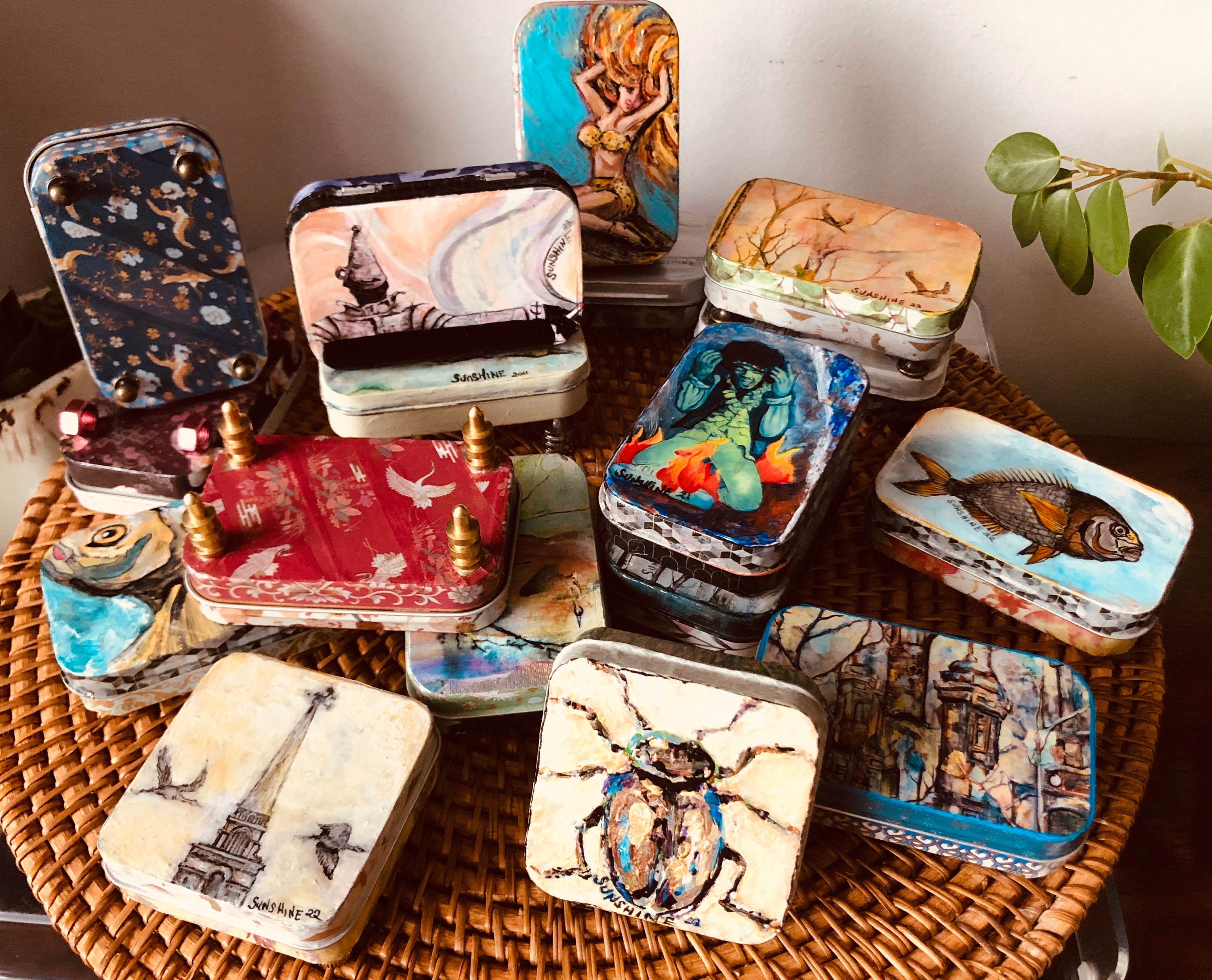 Weed Storage Tin, Jimi Hendrix Hand Painted . Altered Hinged Tin Box - Etsy