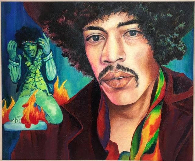 Weed Storage Tin, Jimi Hendrix Hand Painted . Altered Hinged Tin Box - Etsy