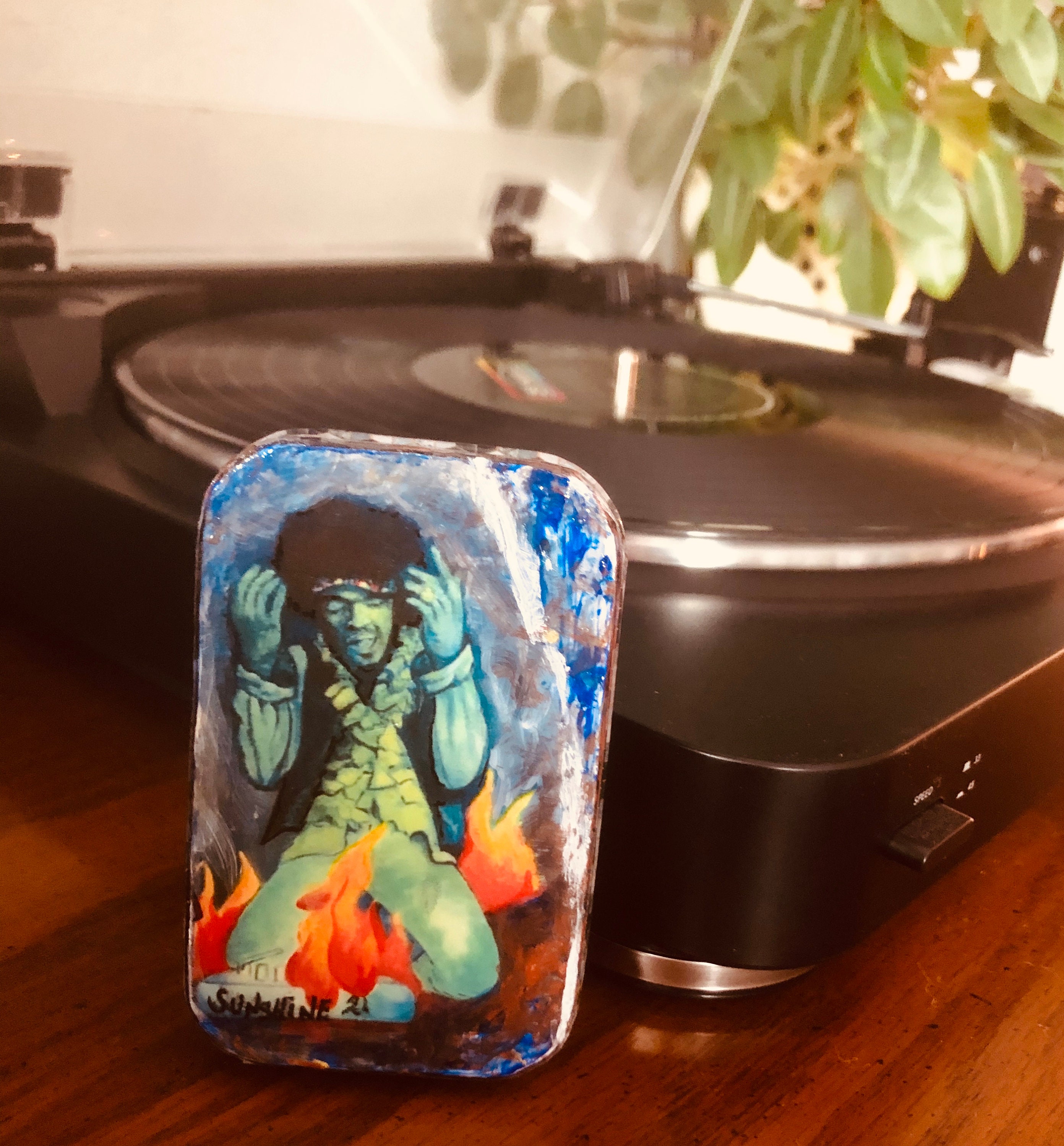 Weed Storage Tin, Jimi Hendrix Hand Painted . Altered Hinged Tin Box - Etsy