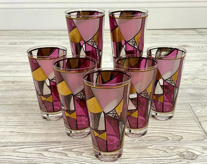Vintage Ned Harris Stained Glass Cups; Ned Harris Glasses; Vintage Ned ...