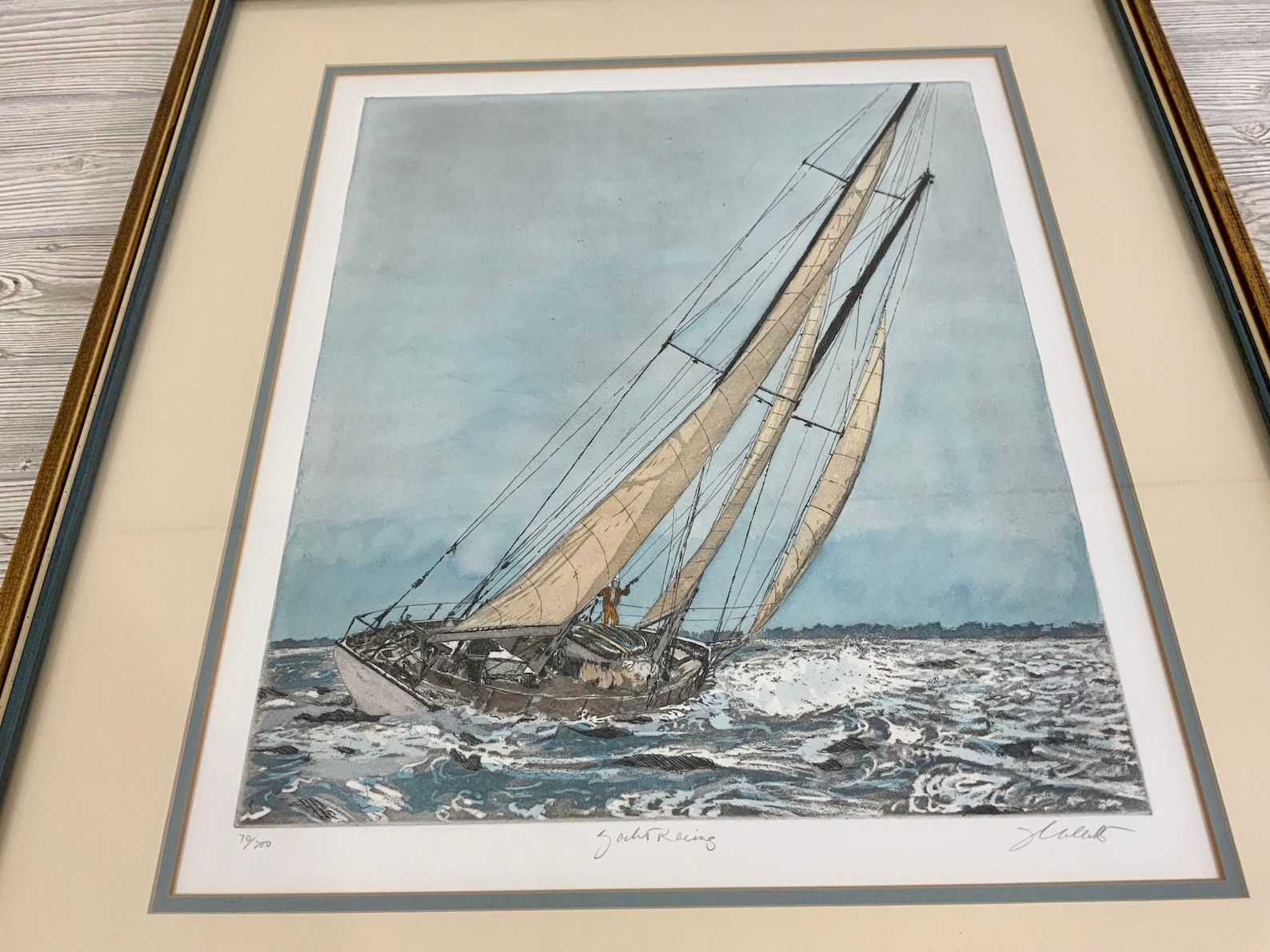 Vintage John Collette yatch Racing Etching Vintage John | Etsy