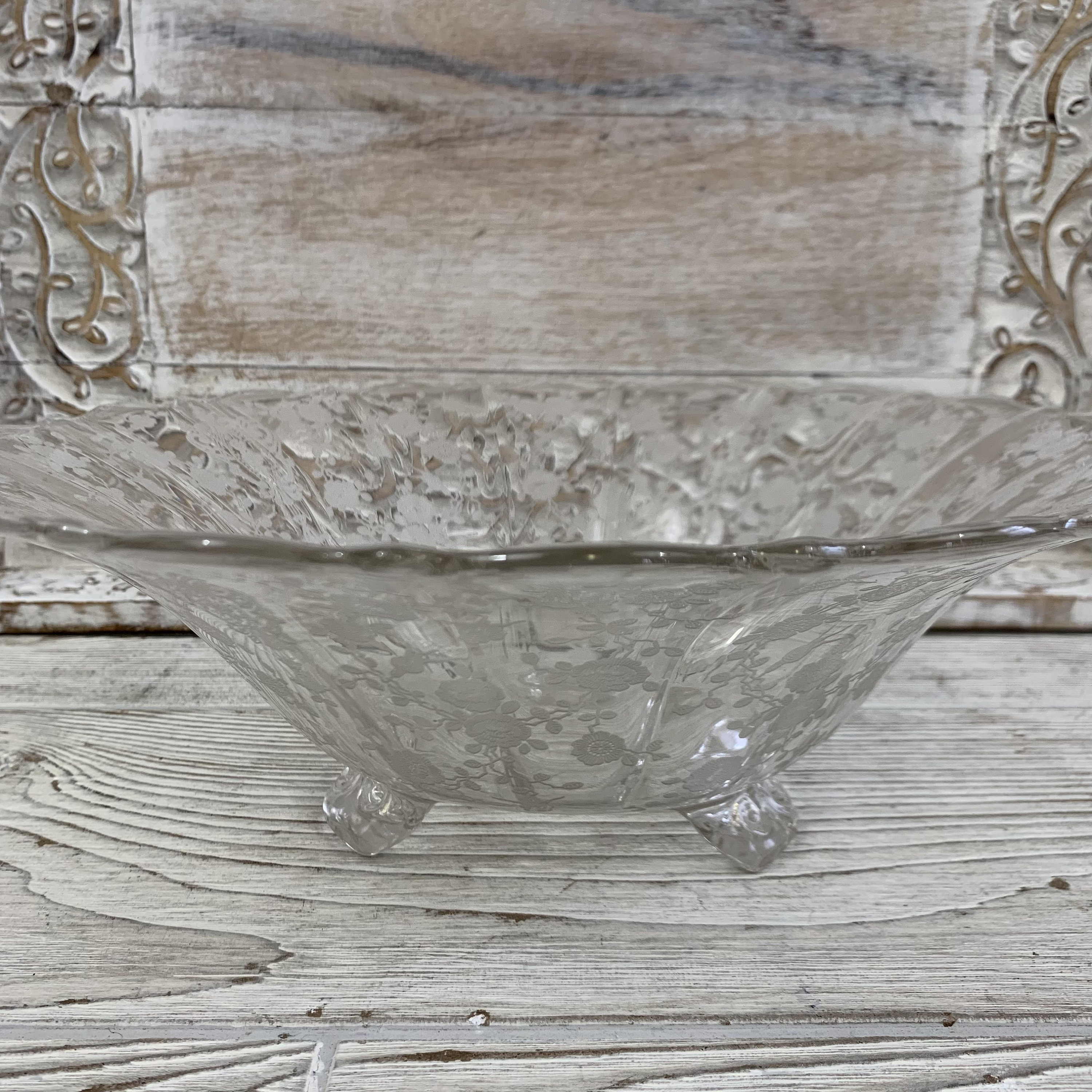 Vintage Cambridge Rose Point 3-toed Footed Bowl 3900 HG - Etsy