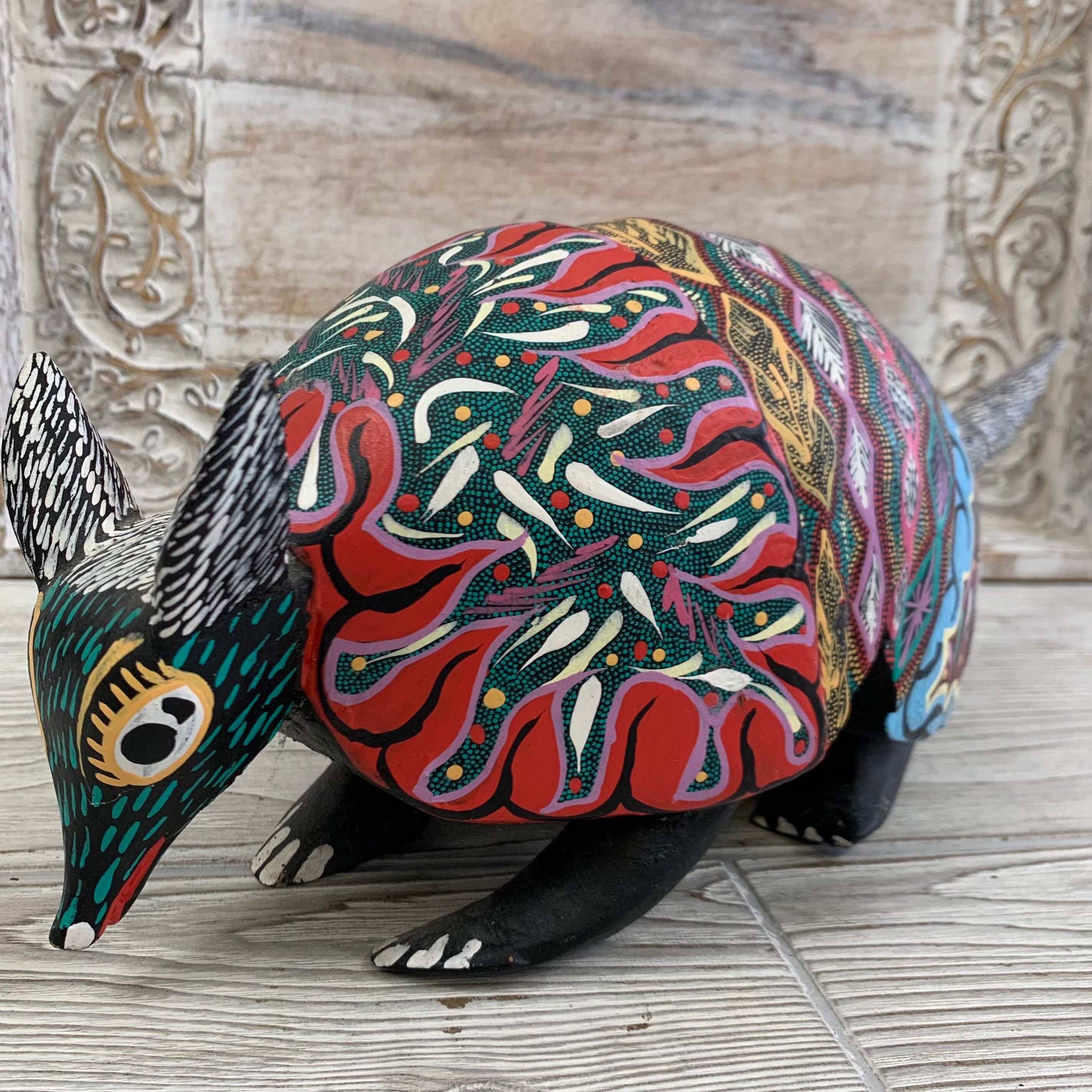 Oaxacan Folk Art Carved Wood Hand-painted Armadillo HG - Etsy