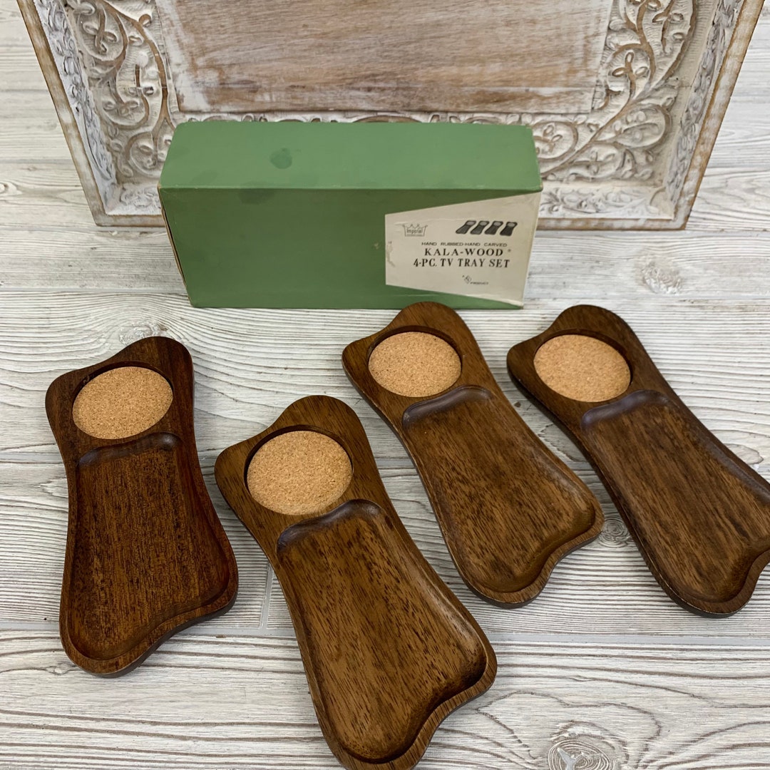 Vintage Mid-century Imperial International Kala Wood 4pc. TV Tray Set ...