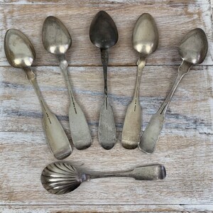 Antique Coin Silver Fiddleback Serving Spoons Set/6 HG - Etsy