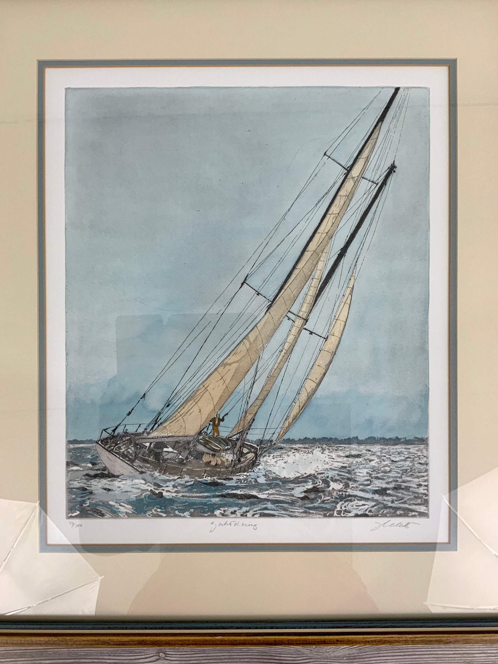 Vintage John Collette yatch Racing Etching Vintage John | Etsy
