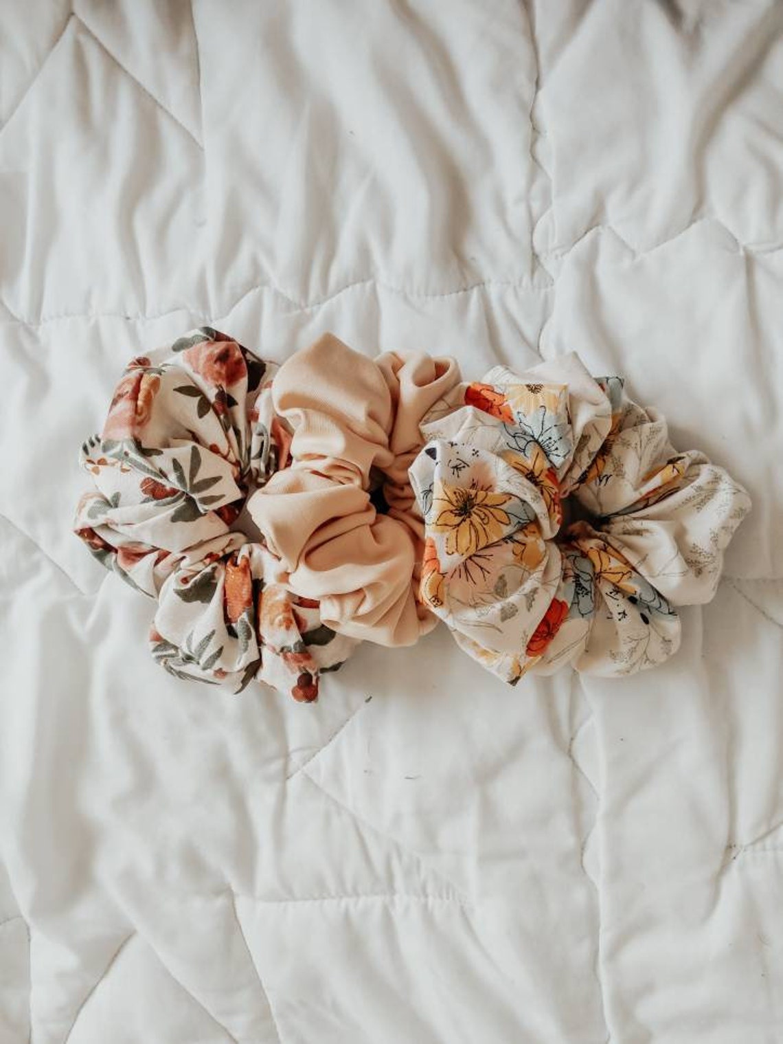 Floral Scrunchies Set of 3 | Etsy