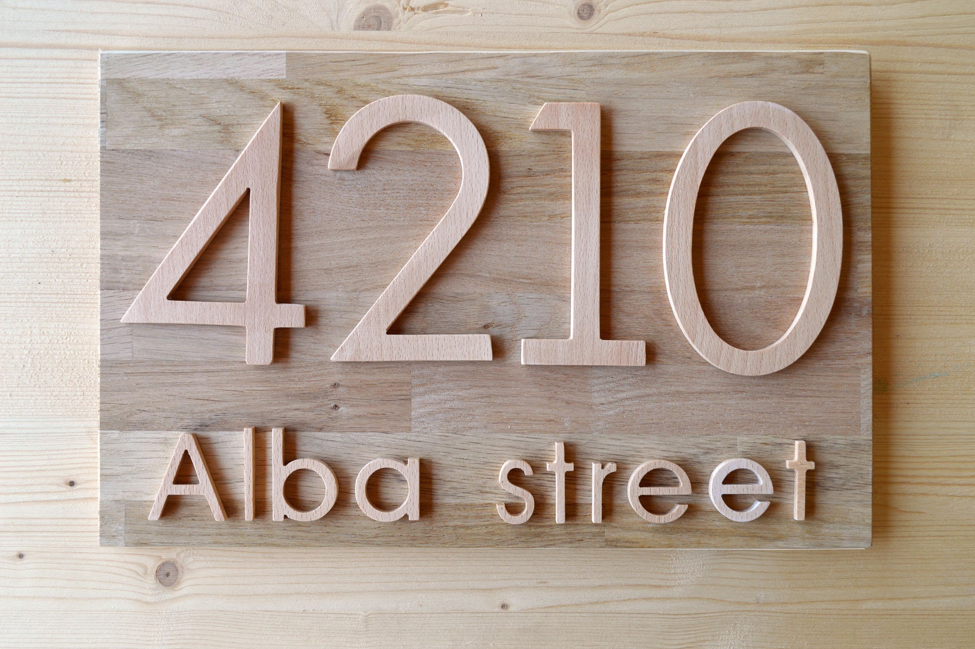 Horizontal House Number Plaque, Wood Address Sign, Modern House Numbers ...