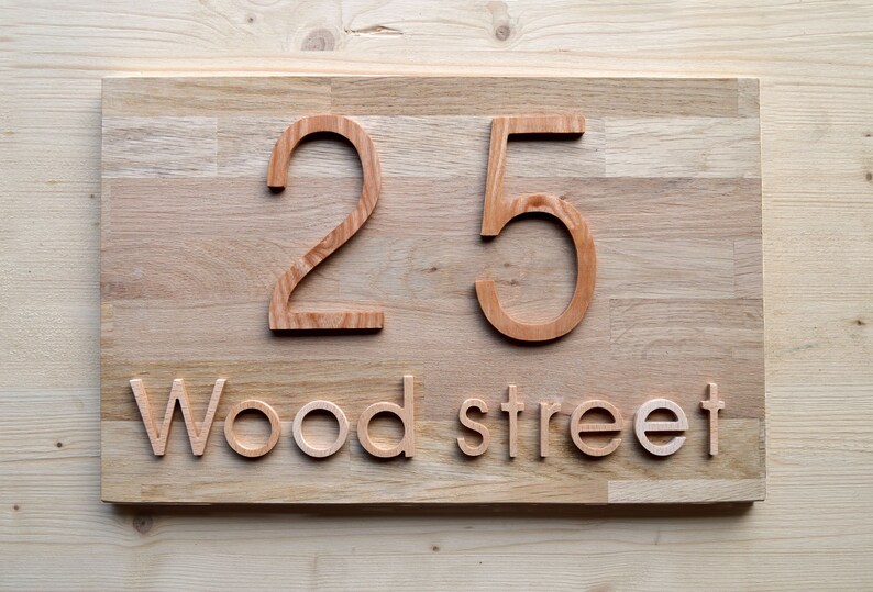 Horizontal House Number Plaque, Wood Address Sign, Modern House Numbers ...
