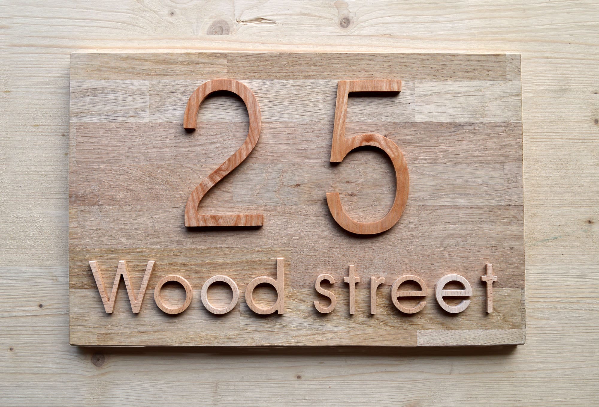 Horizontal House Number Plaque, Wood Address Sign, Modern House Numbers ...
