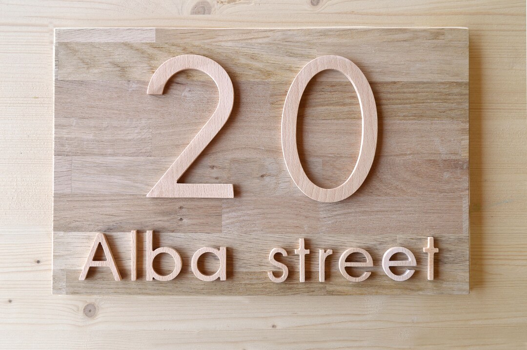 Horizontal House Number Plaque, Wood Address Sign, Modern House Numbers ...