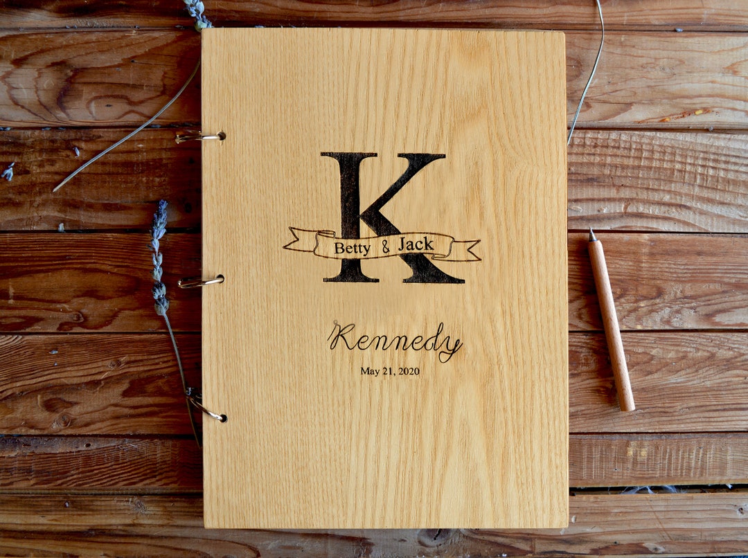 Monogram Wedding Guest Book, Wooden Guest Book, Initial Guest Book ...