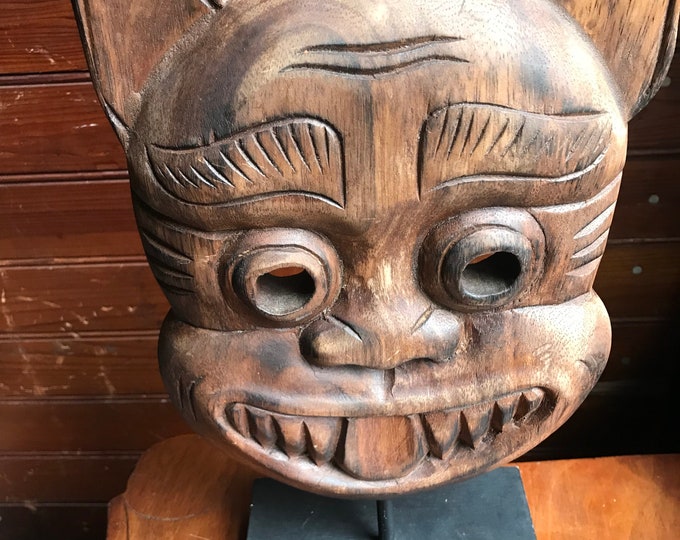 Vintage Hand Carved Wooden Jaguar Mask.6" X 7" - Etsy