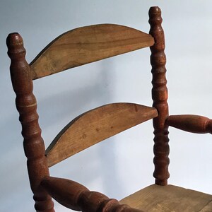Small Rustic Wood Chair Antique Red Wood Chair Primitive Decor Plant ...