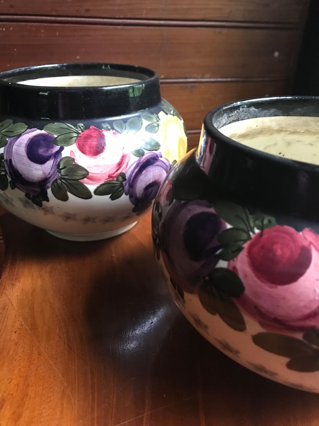 Pair Antique German Pots/planters Pair Floral Ceramic Planters ...