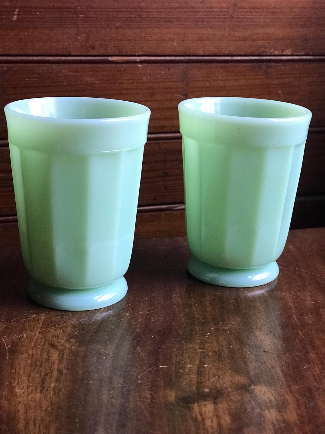 Mosser Jadeite Tumblers Green Glass Tumblers Vintage Jadeite Juice ...
