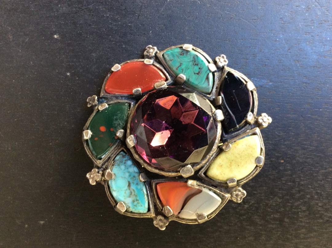 Scottish Brooch Agate Brooch Round Brooch Miracle Brooch - Etsy