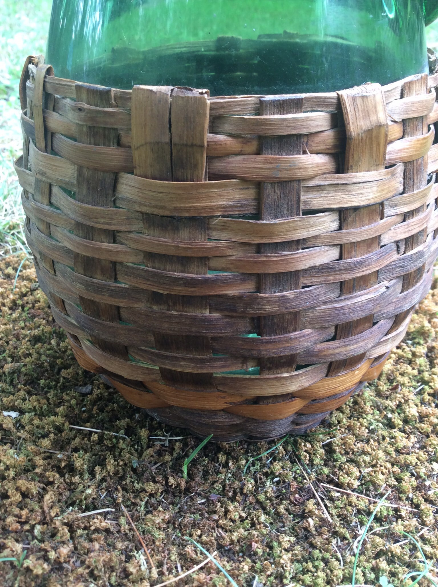Green Glass wicker Pitcher MCM. Italian Glass Water/wine - Etsy
