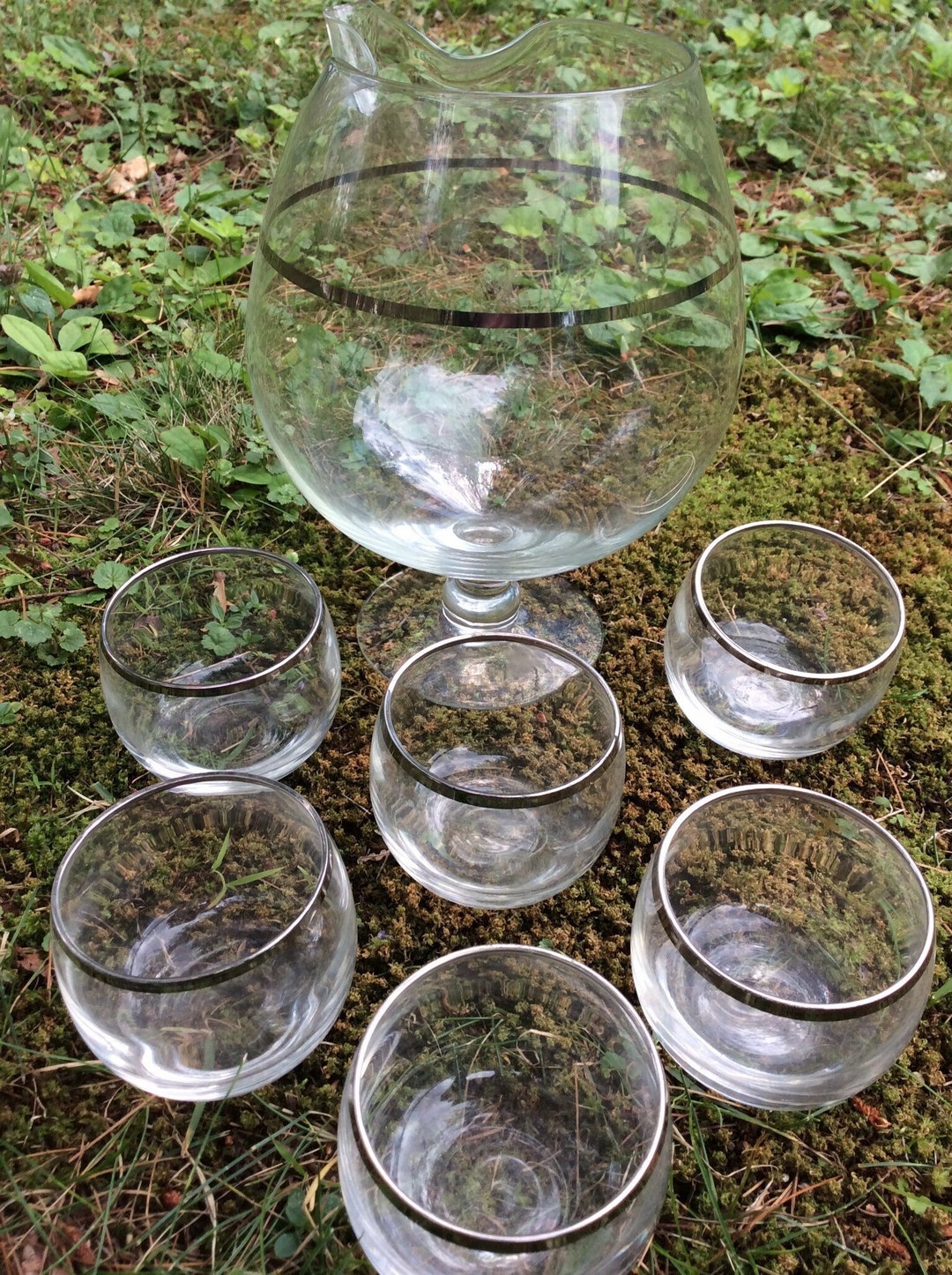 Mcm Snifter Rolly Polly Glasses Silver Striped Thorpe Style - Etsy ...
