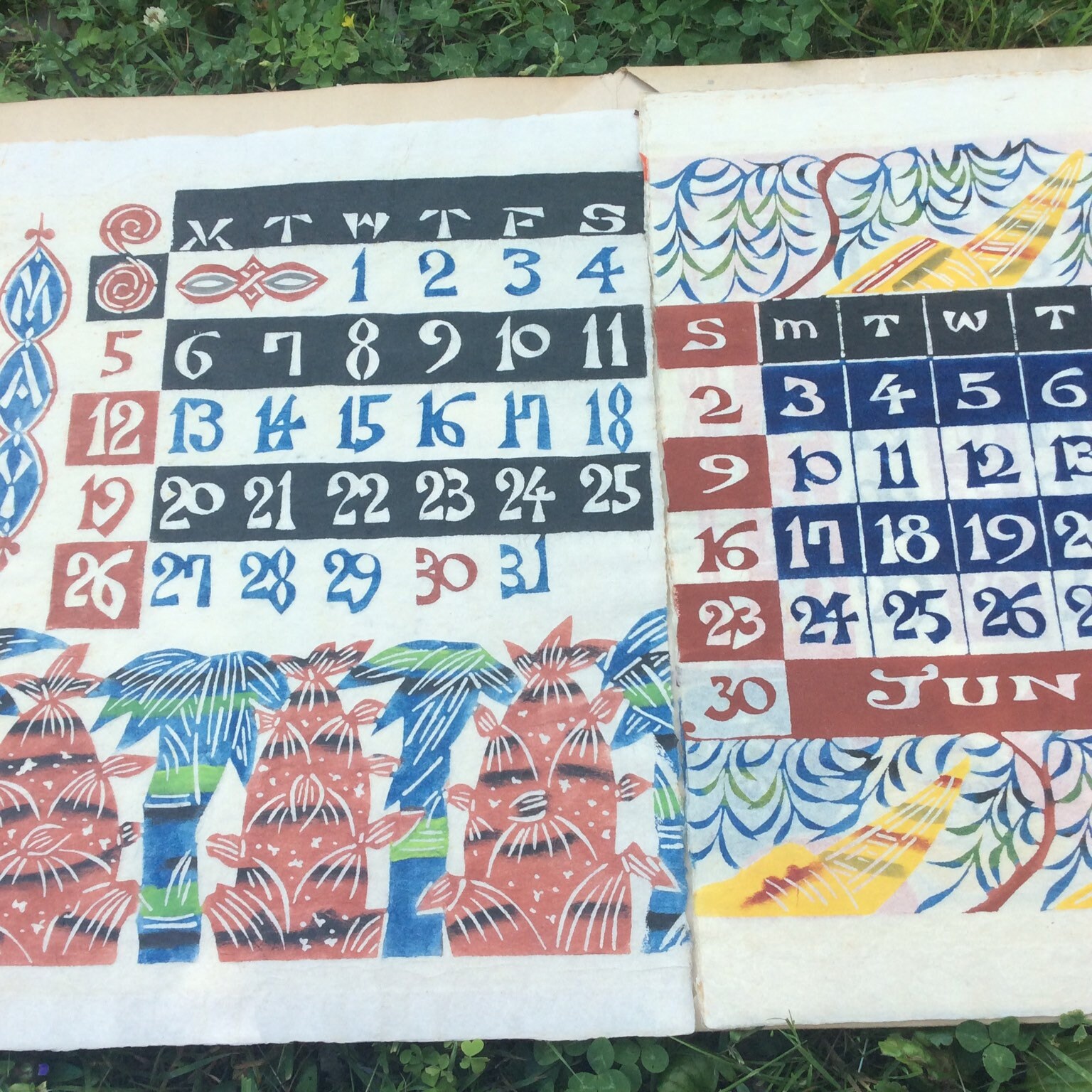 Japanese Mingei 12 Mo. Folk Art Stencil Paper Calander 1957 - Etsy