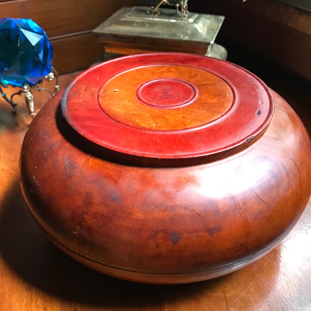 Round Wood Box Buthan Box Asian Wooden Box Stash Box - Etsy