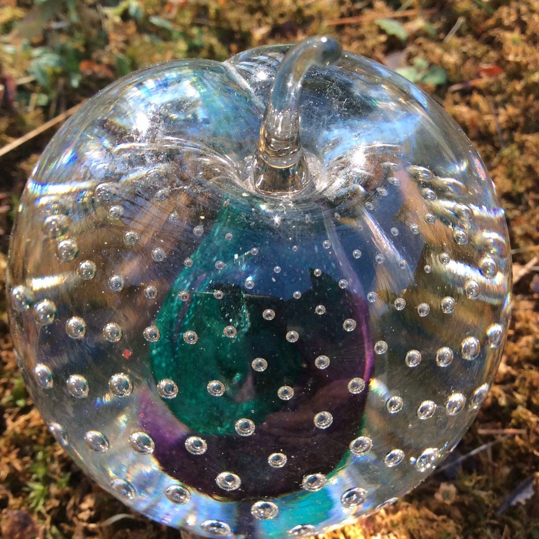 Caithness Glass Apple Paperweight With Bubble Cauldron - Etsy