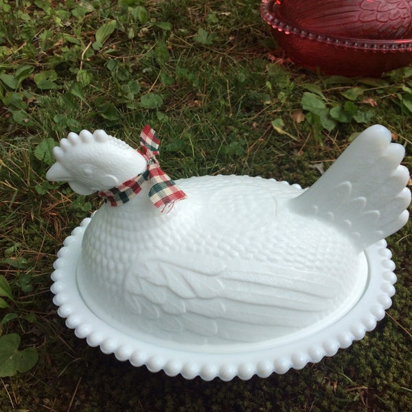 Milk Glass Chicken - Etsy