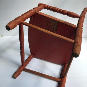 Small Rustic Wood Chair Antique Red Wood Chair Primitive Decor Plant ...