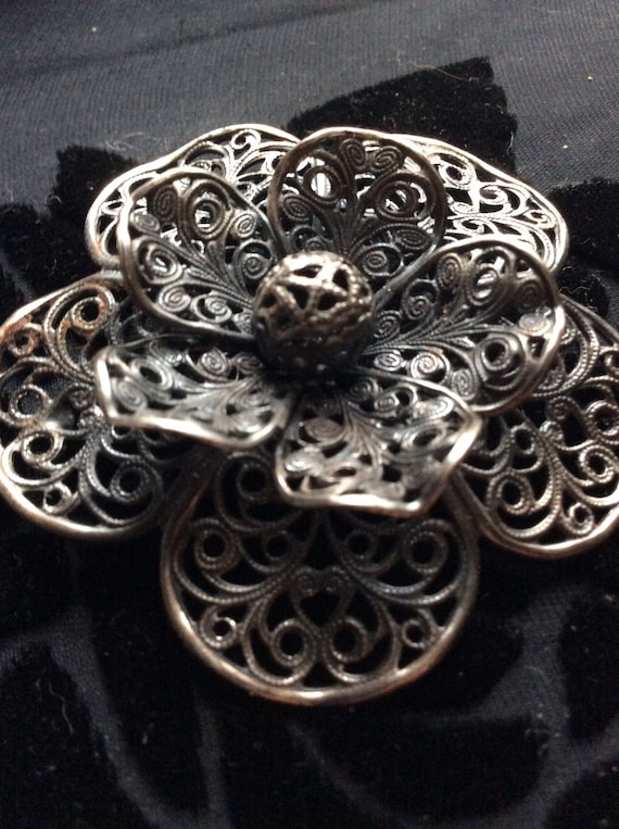 Silver Vintage Brooch Gem