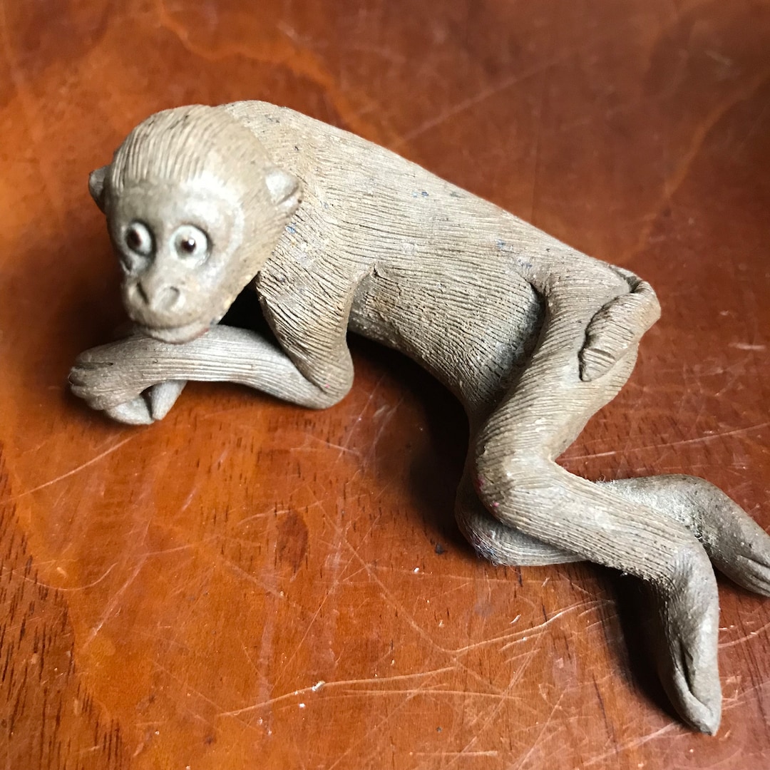 Artisan Clay Monkey Figurine - Etsy