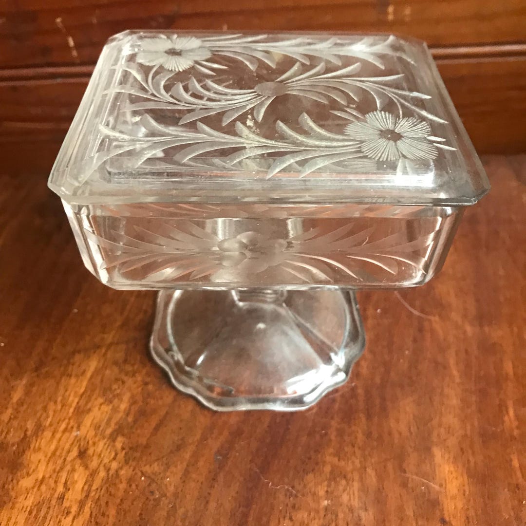 Antique Glass Box Footed Victorian Glass Box Glass Compote - Etsy