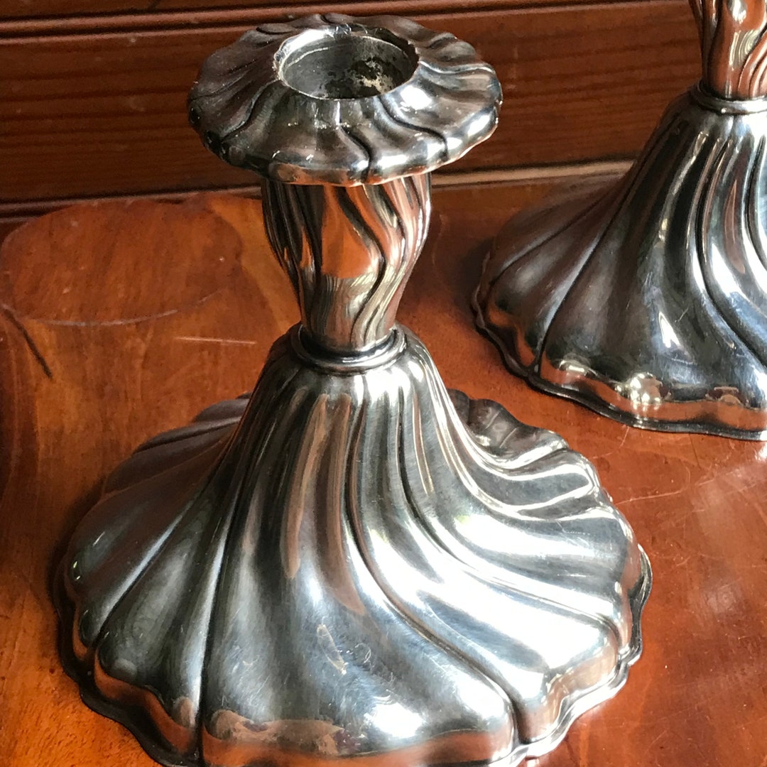Silver Candlestick Hans Jensen Silver Plate Antique Candlestick Art ...
